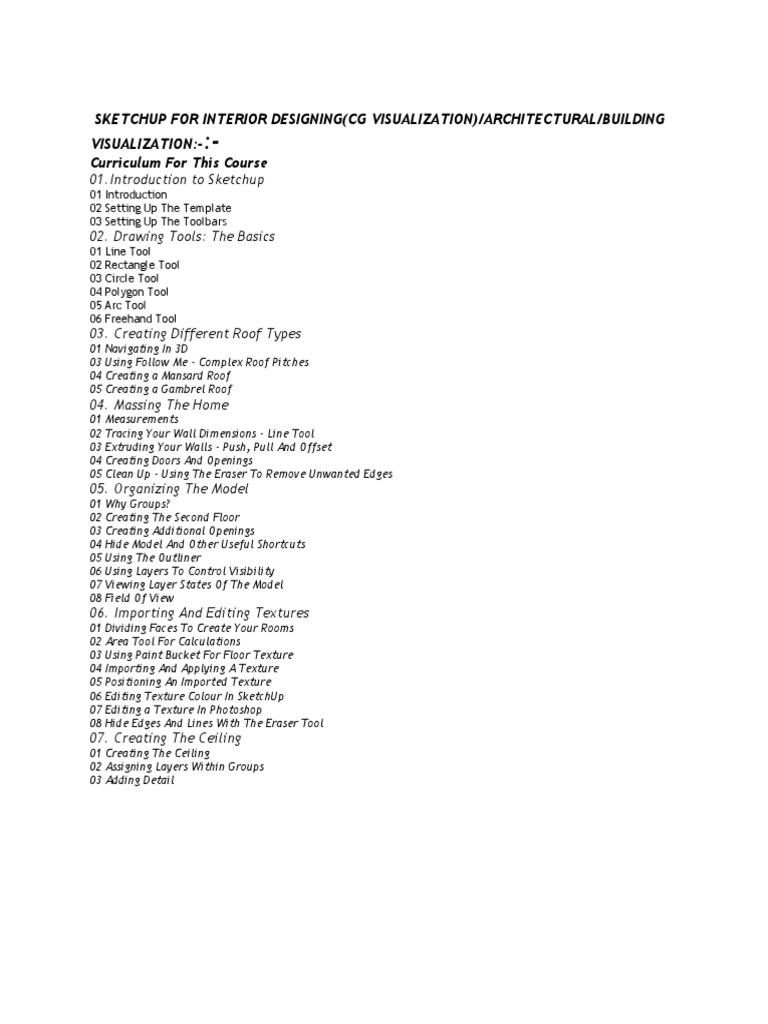 3.SKETCHUP (Sample Syllabus) | PDF | Adobe Photoshop | Texture Mapping