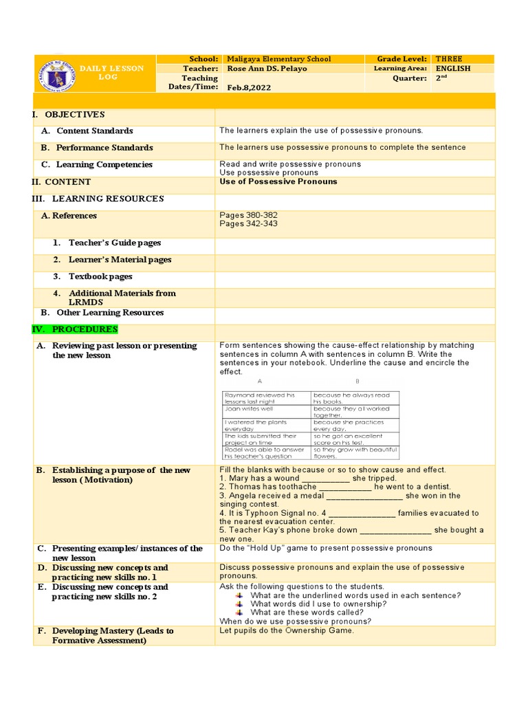 English 3 Cot | Download Free PDF | Teachers | Learning