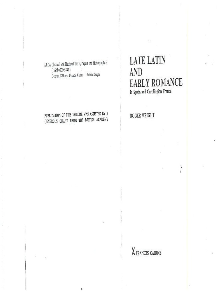 Roger Wright - Late Latin and Early Romance | PDF