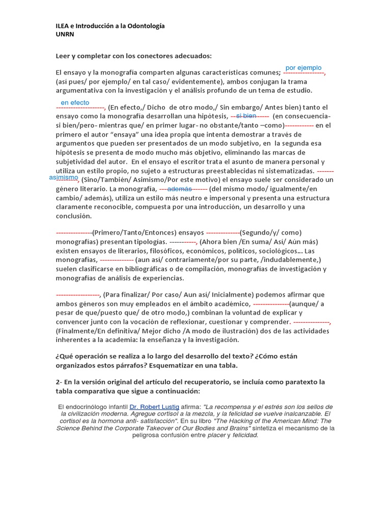 Ejercitación Con Párrafos de Comparación y Contraste | PDF | Ensayos
