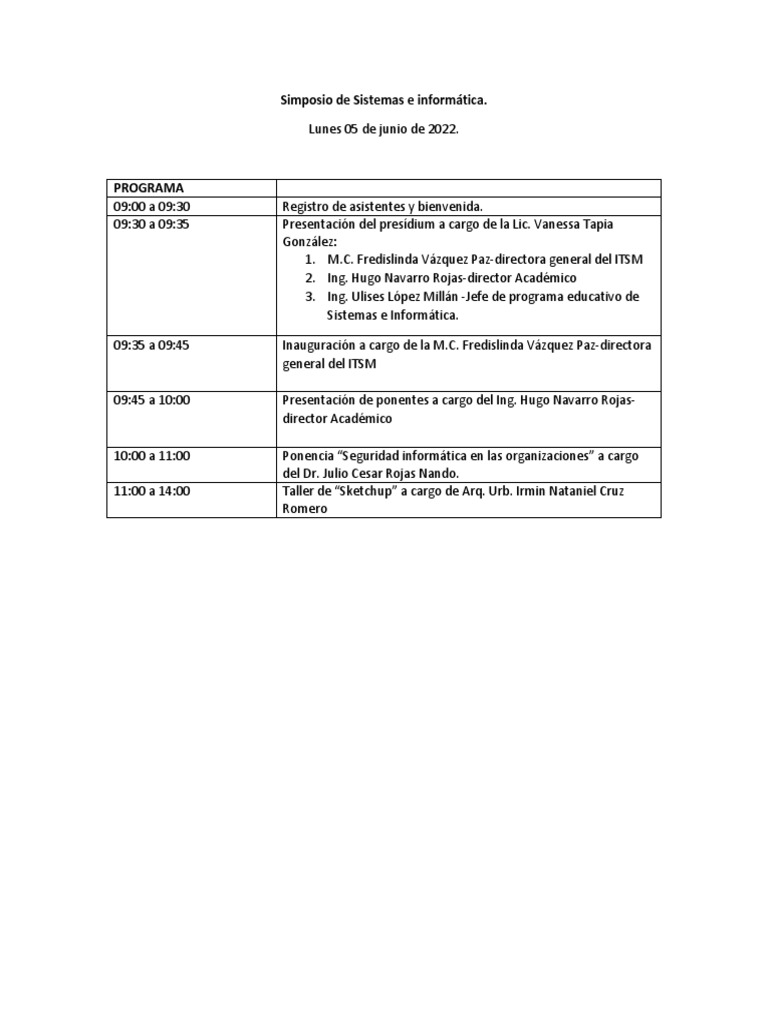 Programa de Evento Academico | PDF | Informática