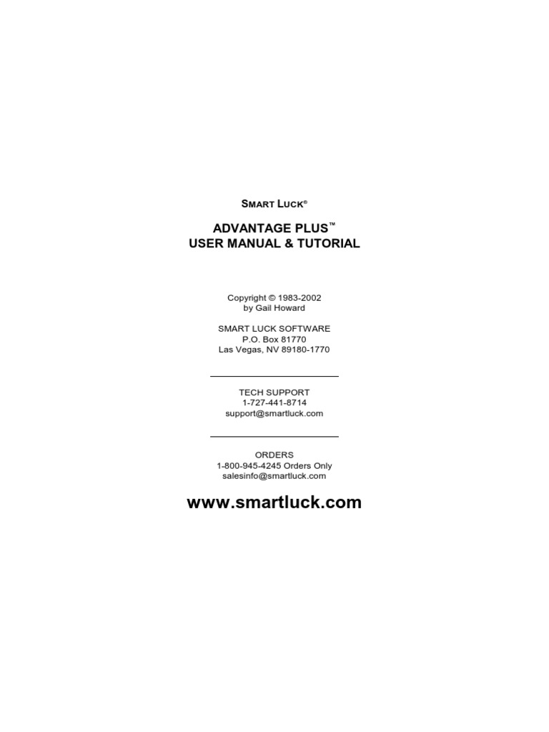 Advantage Plus User Manual & Tutorial | PDF