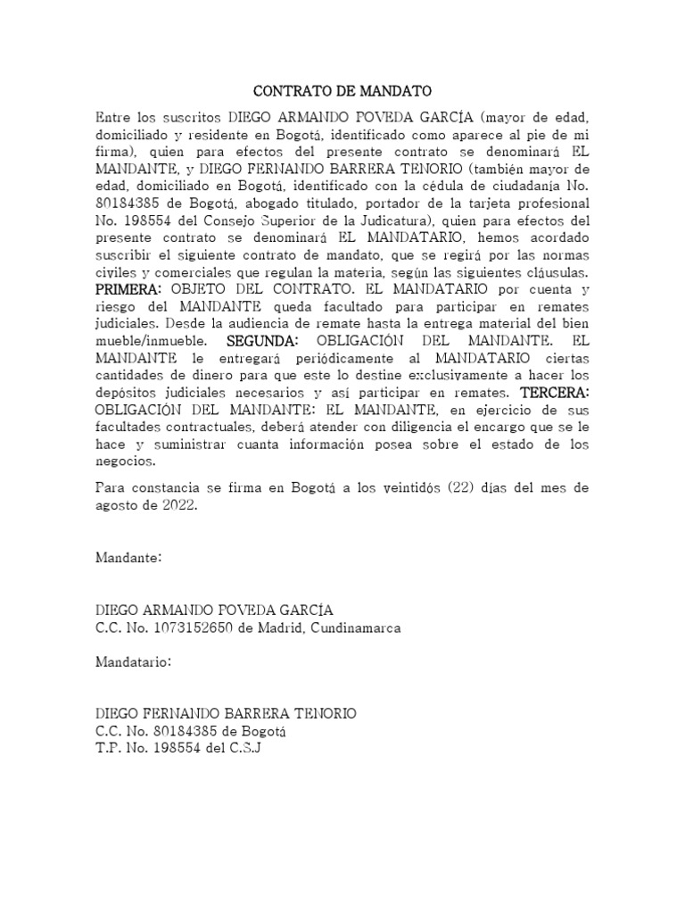 Contrato de Mandato | PDF