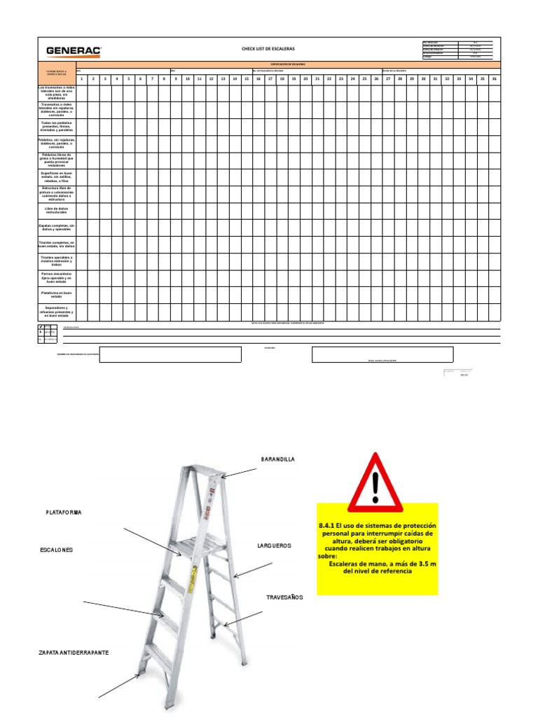 Check List Diario de Escaleras de Tijera Fehs-009 | PDF