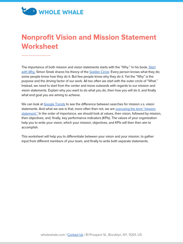 Mission Statement Generator Worksheet | PDF | Refugee