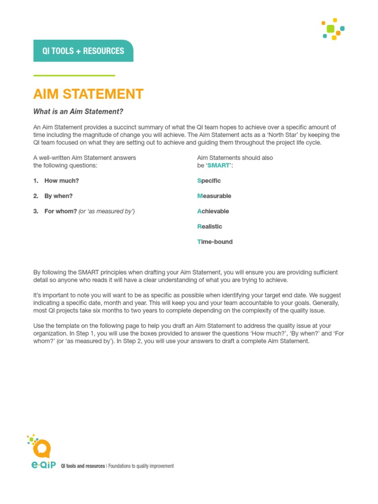 Crafting Effective Aim Statements for QI | PDF | Project Management