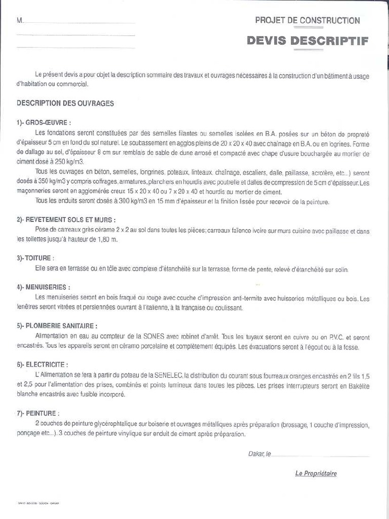 F Devis Descriptif Autorisation Construire | PDF