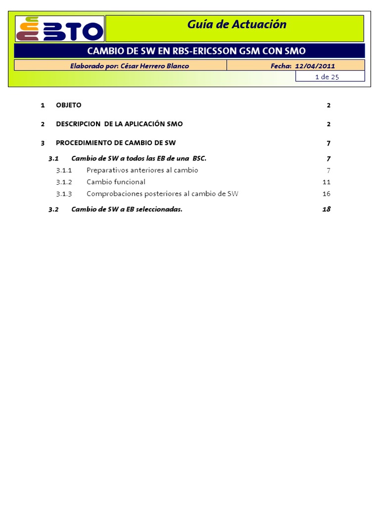 Bts-Eri-Cambio de SW en RBS Ericsson GSM Con Smo | PDF | Ventana ...
