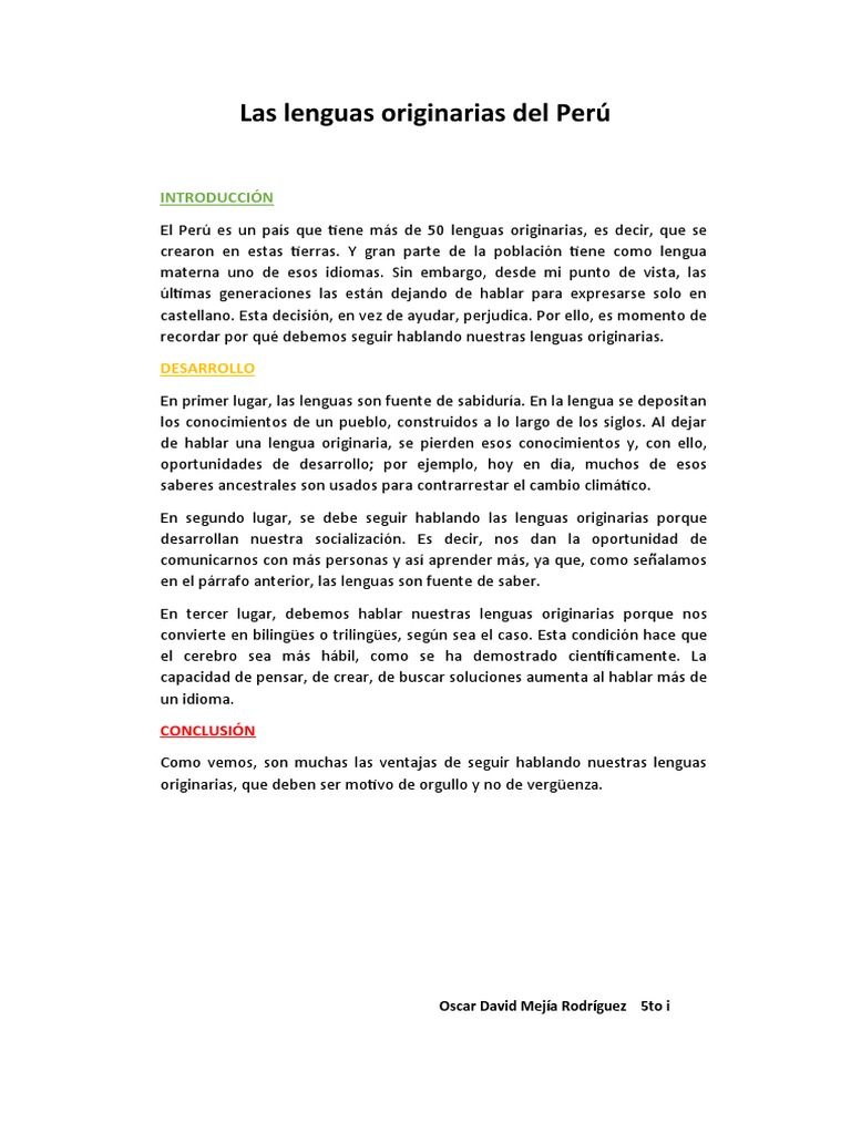 Las Lenguas Originarias Del Perú | PDF | Crecimiento personal y profesional
