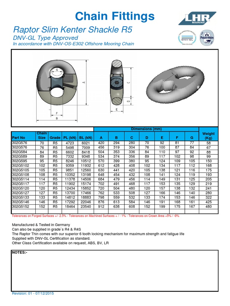 Raptor Slim Kenter Shackle R5 | Download Free PDF | Engineering ...