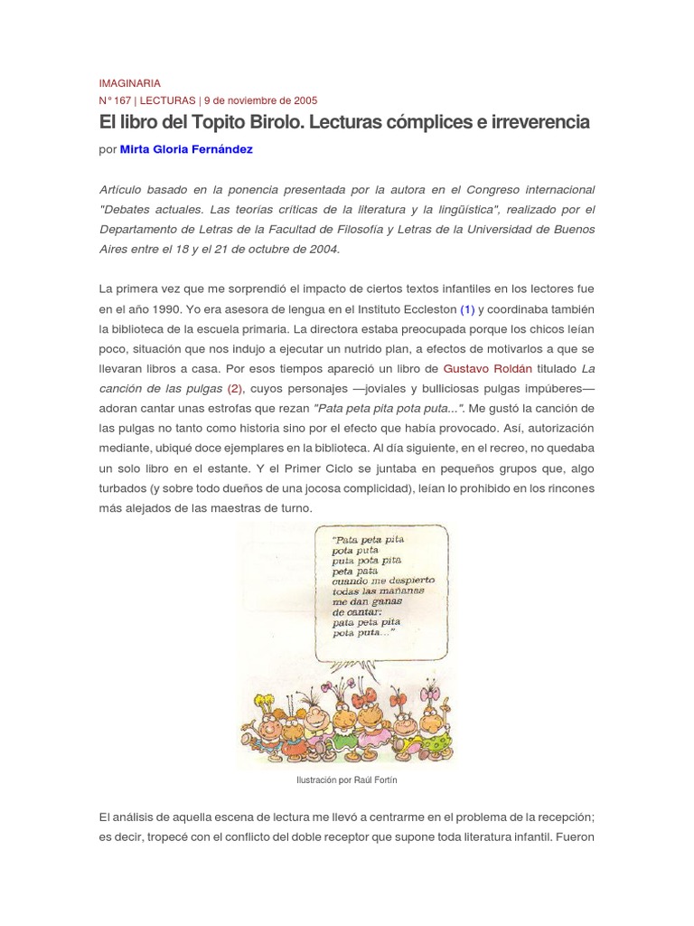 El impacto del Topito Birolo en la lectura infantil | PDF | Gargantua y ...