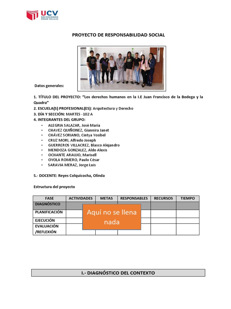 Estructura Del Proyecto de Responsabilidad Social Ii | PDF | Metodología de encuesta | Derechos ...