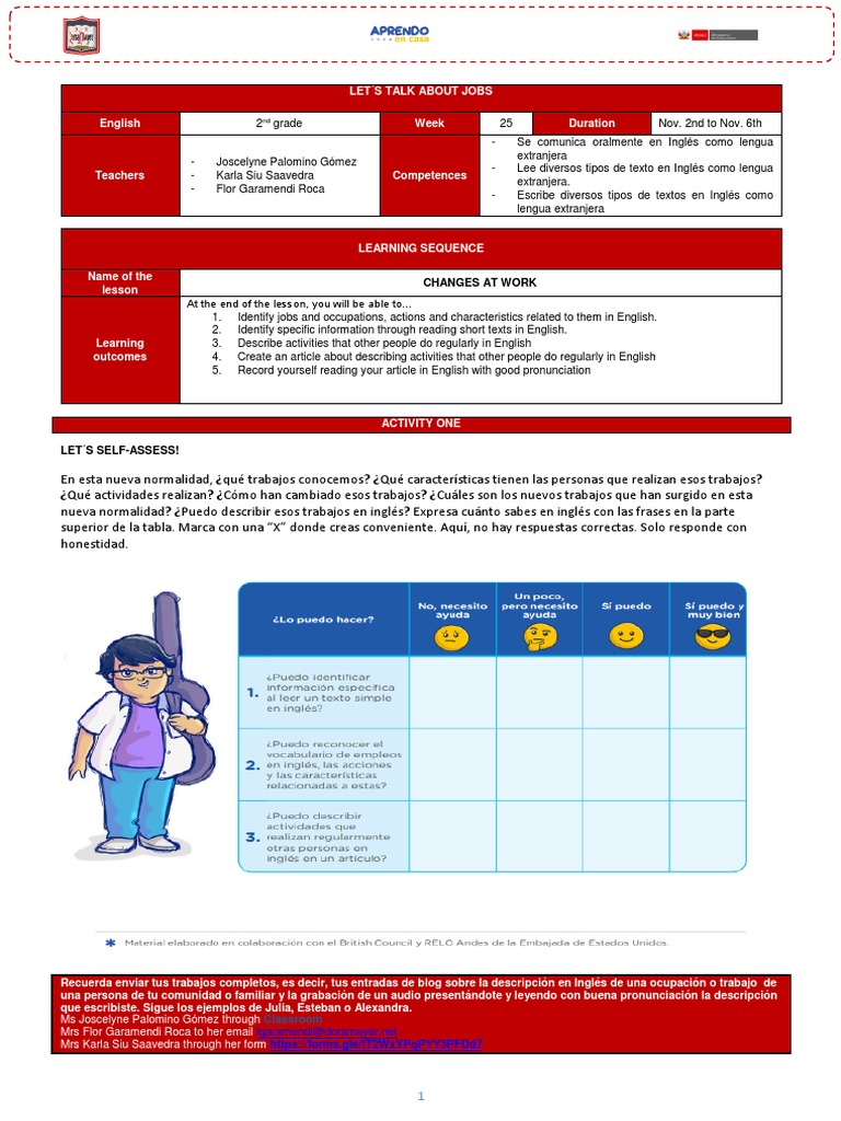 2ND Grade Lesson 25 Changes at Work | PDF | Lingüística