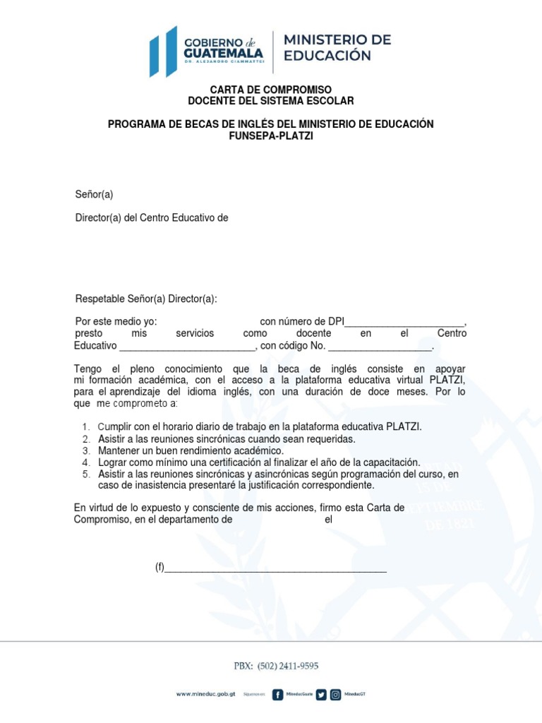 Carta Compromiso Docente | PDF