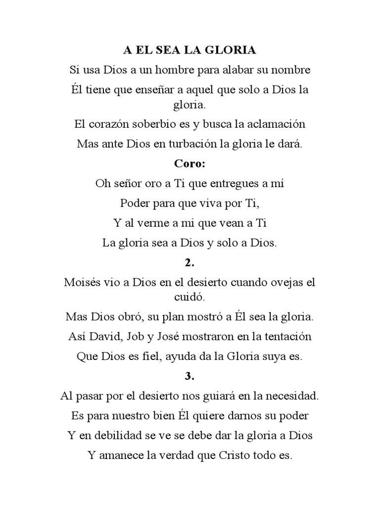 A El Sea La Gloria Letra | PDF