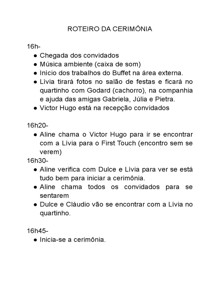 Roteiro Da Cerimônia | PDF