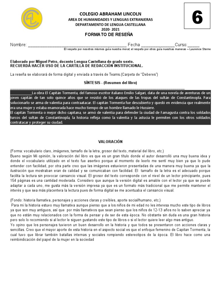 Formato Reseña Juan Felipe Chacon 6D | PDF