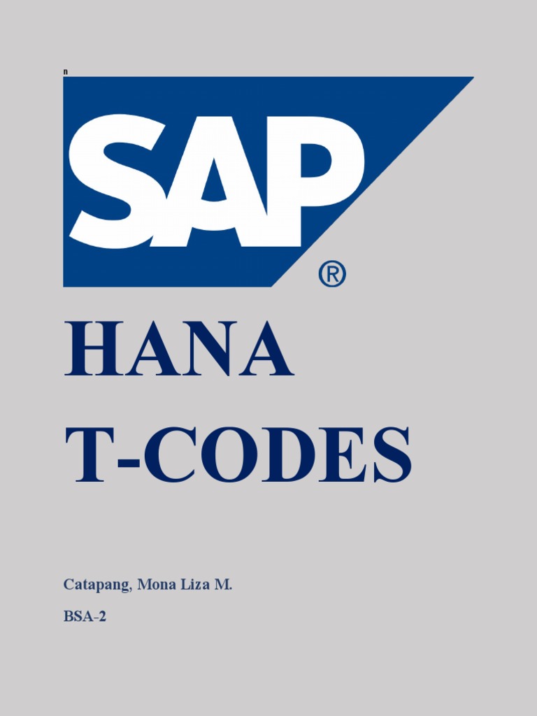 HANA T-CODES | PDF | Payments | Cheque