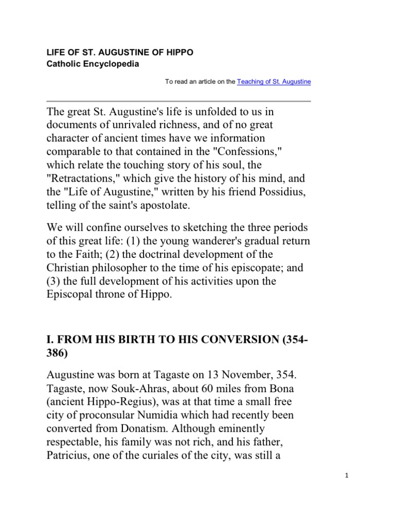 Life of ST Augustine | PDF | Augustine Of Hippo | Catholic Church