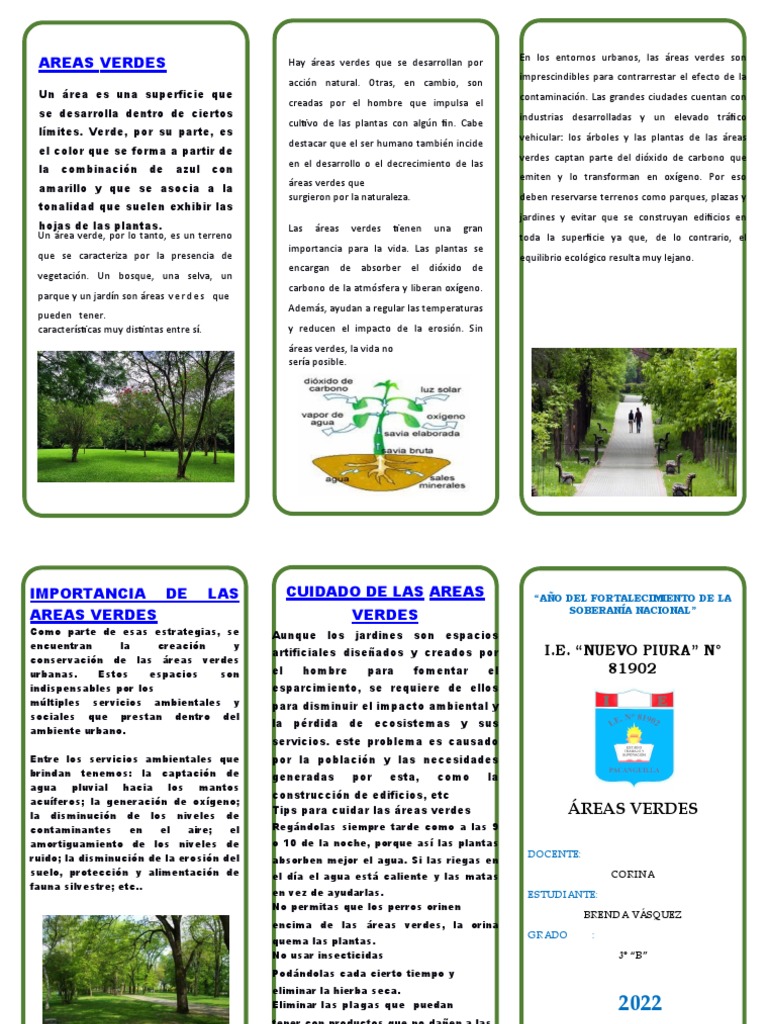 Triptico Areas Verdes Pdf Entorno Natural Agua