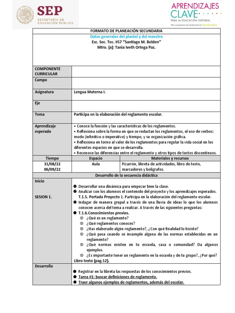 Formato de Planeacion | PDF | Evaluación | Aprendizaje