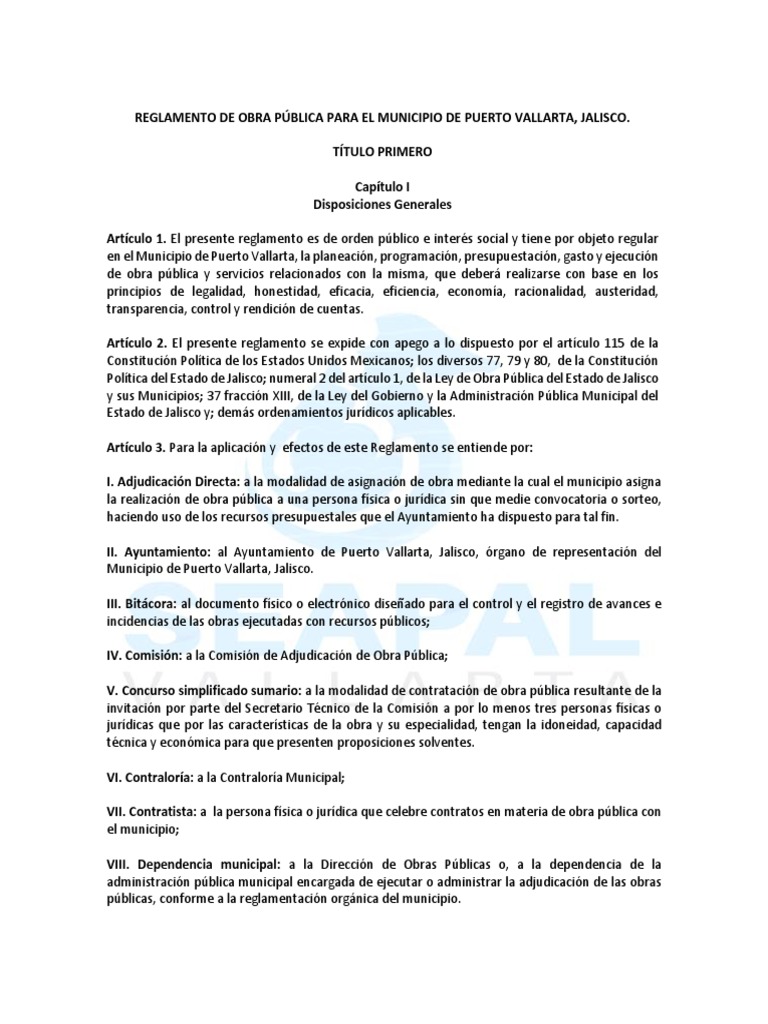 Reglamento de Obra Publica | PDF | Presupuesto | Regulación