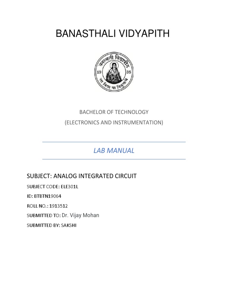 AIC Practical File | PDF | Operational Amplifier | Amplifier