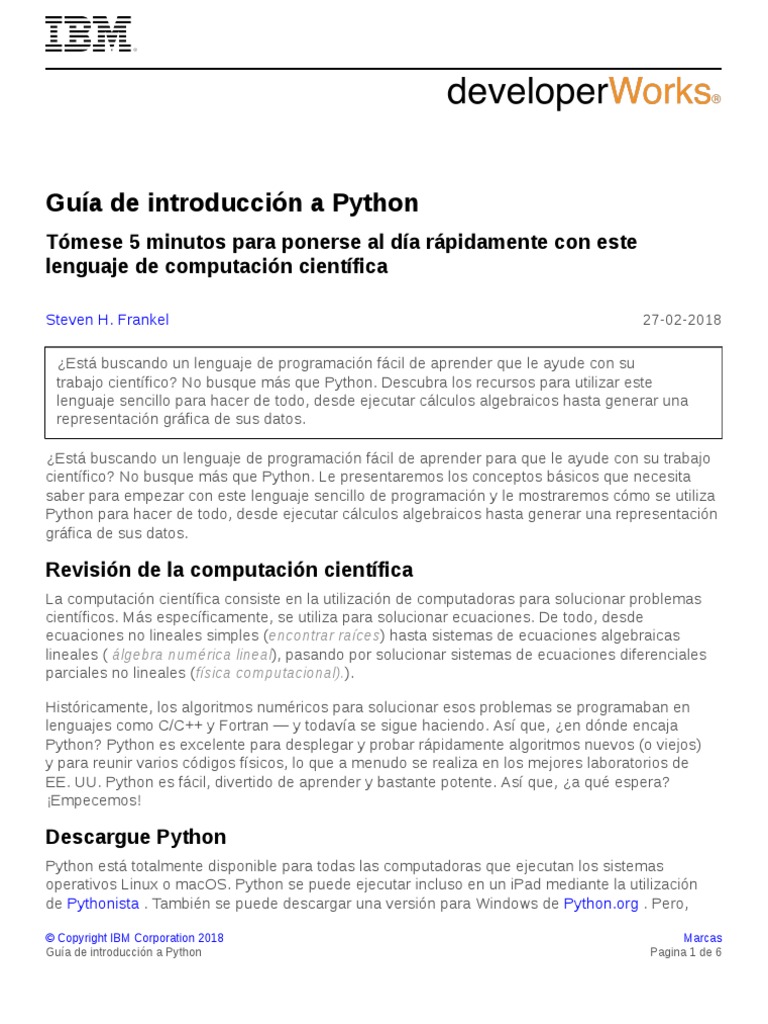 Article Guia de Introduccion A Python | PDF | Python (lenguaje de programación) | Lenguaje de ...