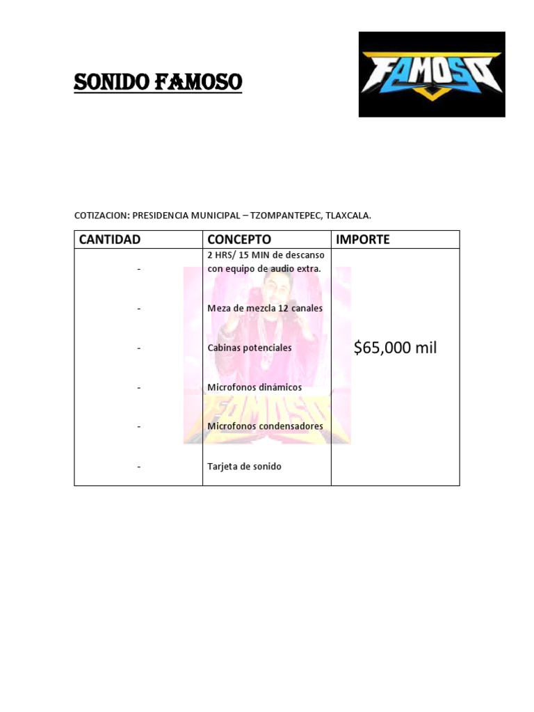 Cotizacion de Bandas | PDF