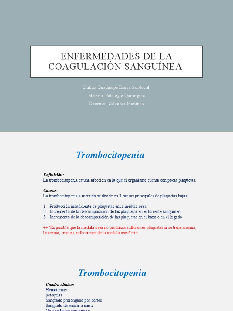 Enfermedades de La Coagulación Sanguínea | PDF | Sangre | Trombo