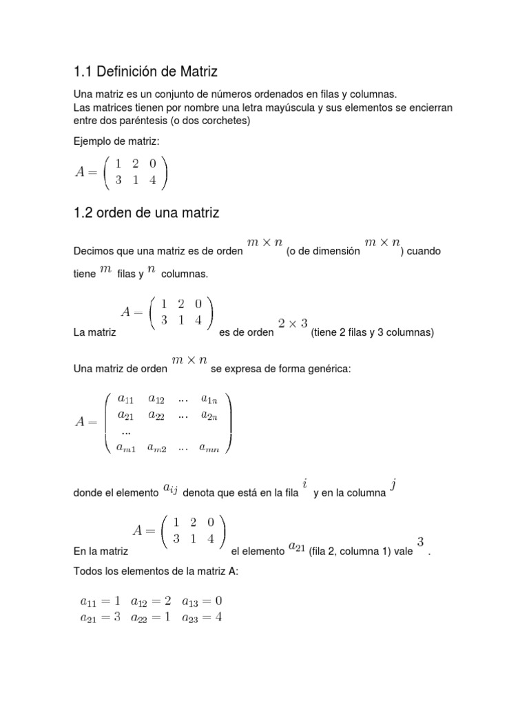 Matrices - Tipos y Operaciones - Suma - Resta - Multiplicacion | PDF | Matriz (Matemáticas ...