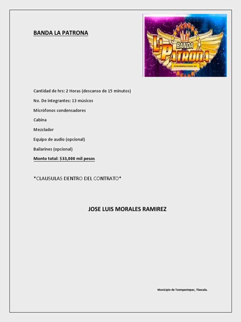 Banda La Patrona Cotizacion | PDF