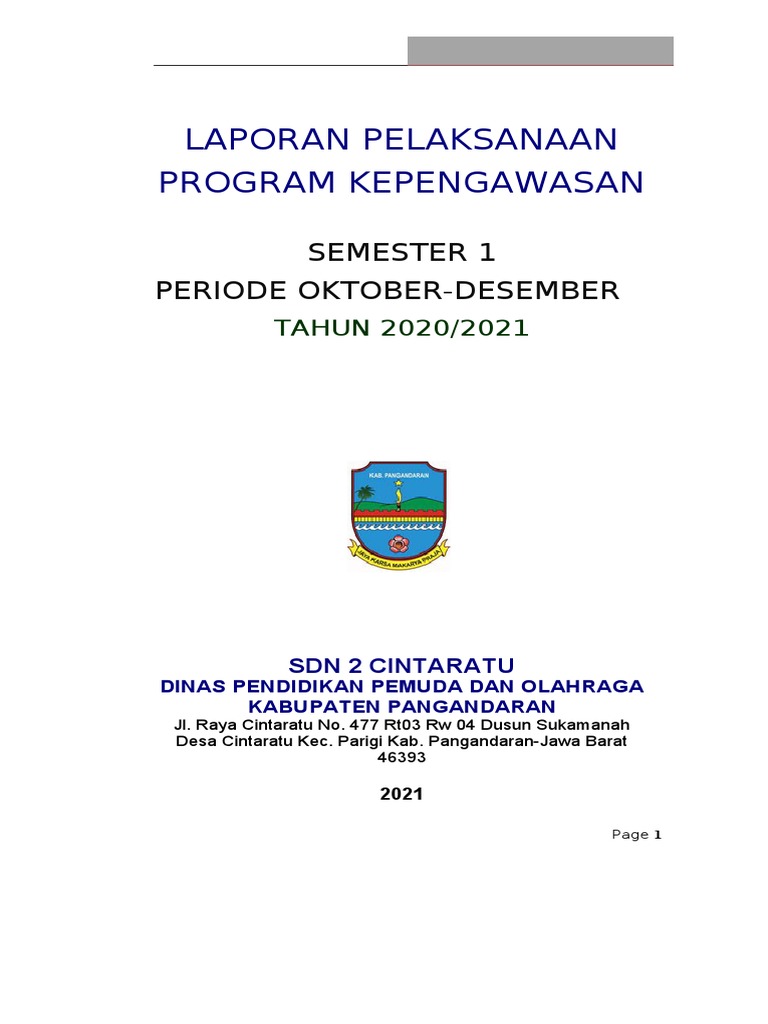 Laporan Pelaksanaan Program Kepengawasan SMP - Sma - SMK | PDF