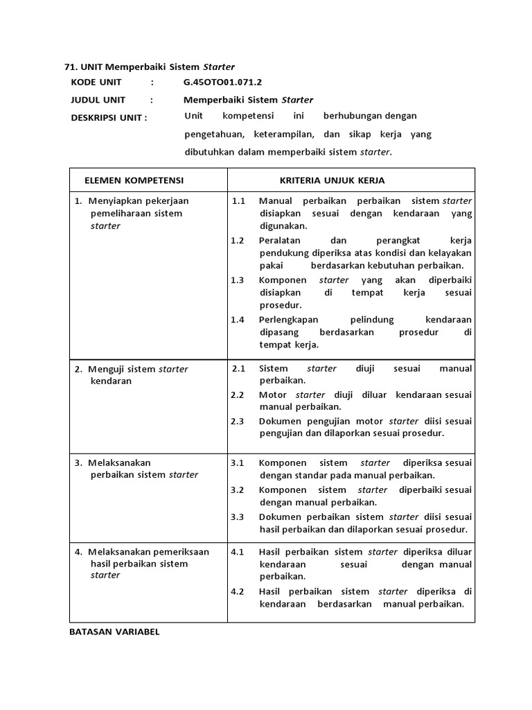 G.45OTO01.071.2 Memperbaiki Sistem Starter | PDF