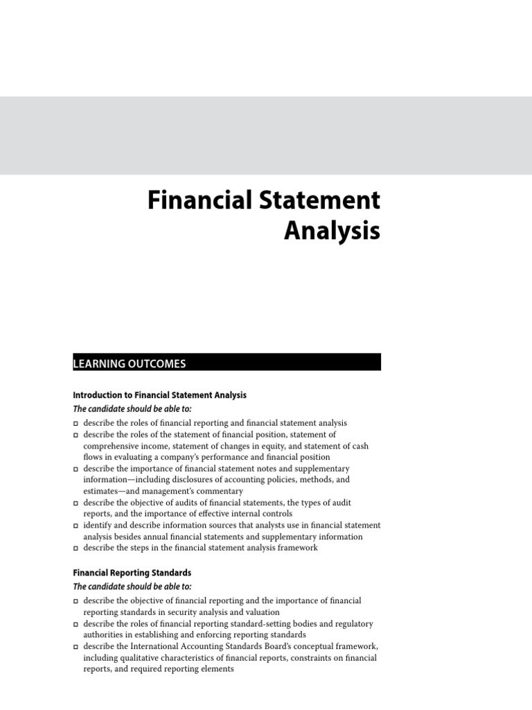 Financial Statement Analysis: Learning Outcomes | PDF | Financial ...