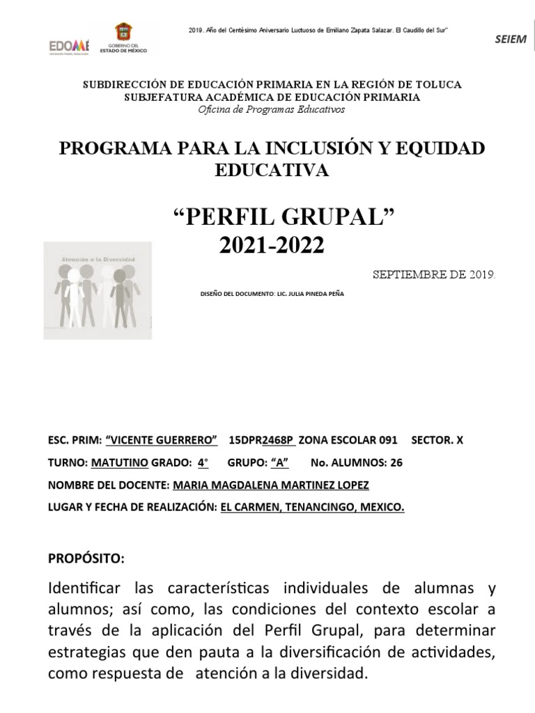 Perfil Grupal 2021-2022 | PDF | Multiplicación | Sustracción