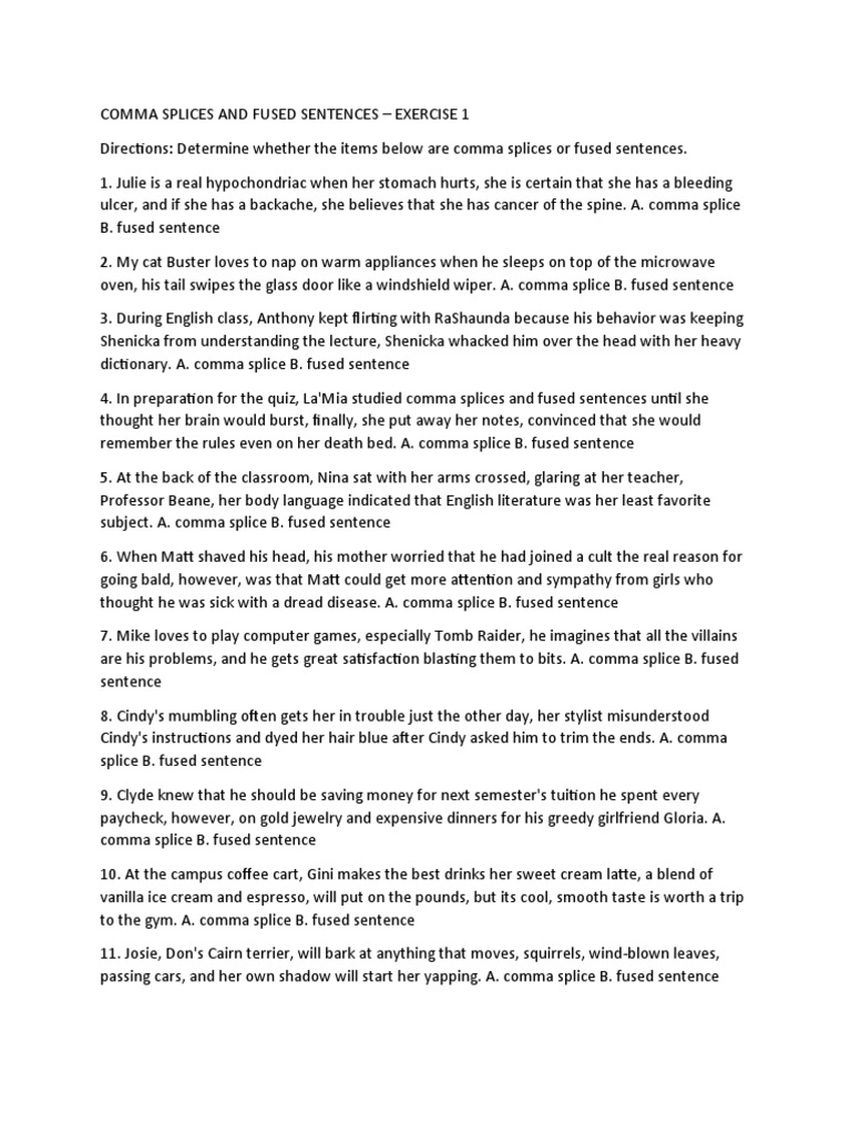 Comma Splices and Fused Sentences | PDF | Young Adult