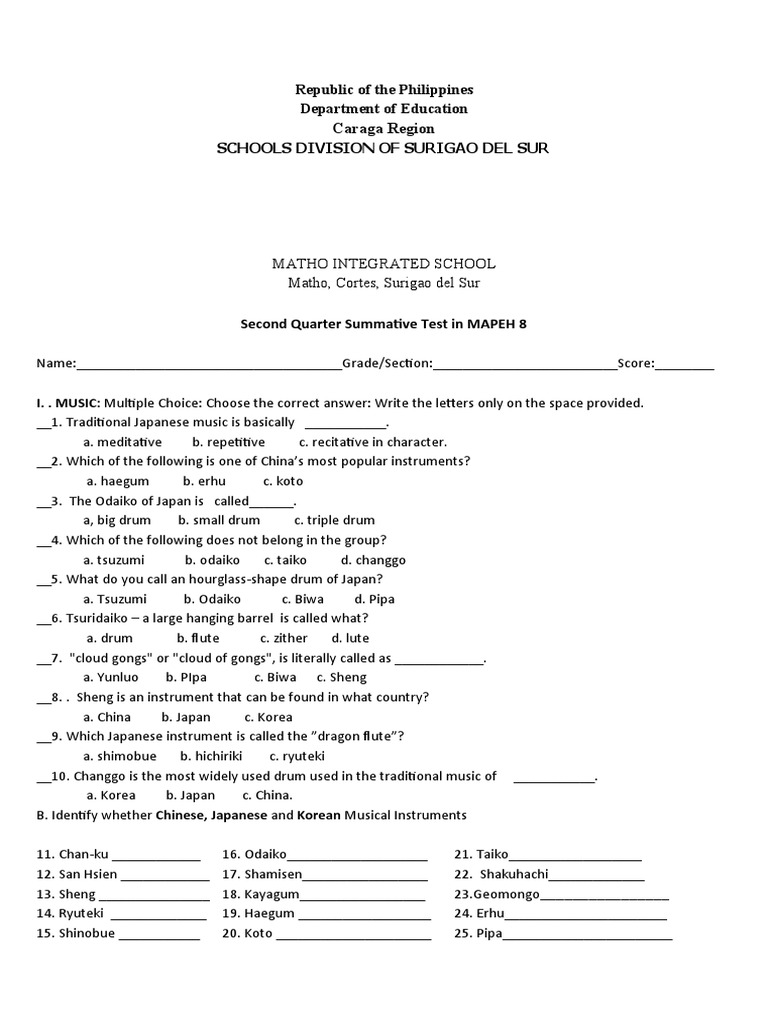 2nd Quarter Summative-Test-in-MAPEH-8 | PDF
