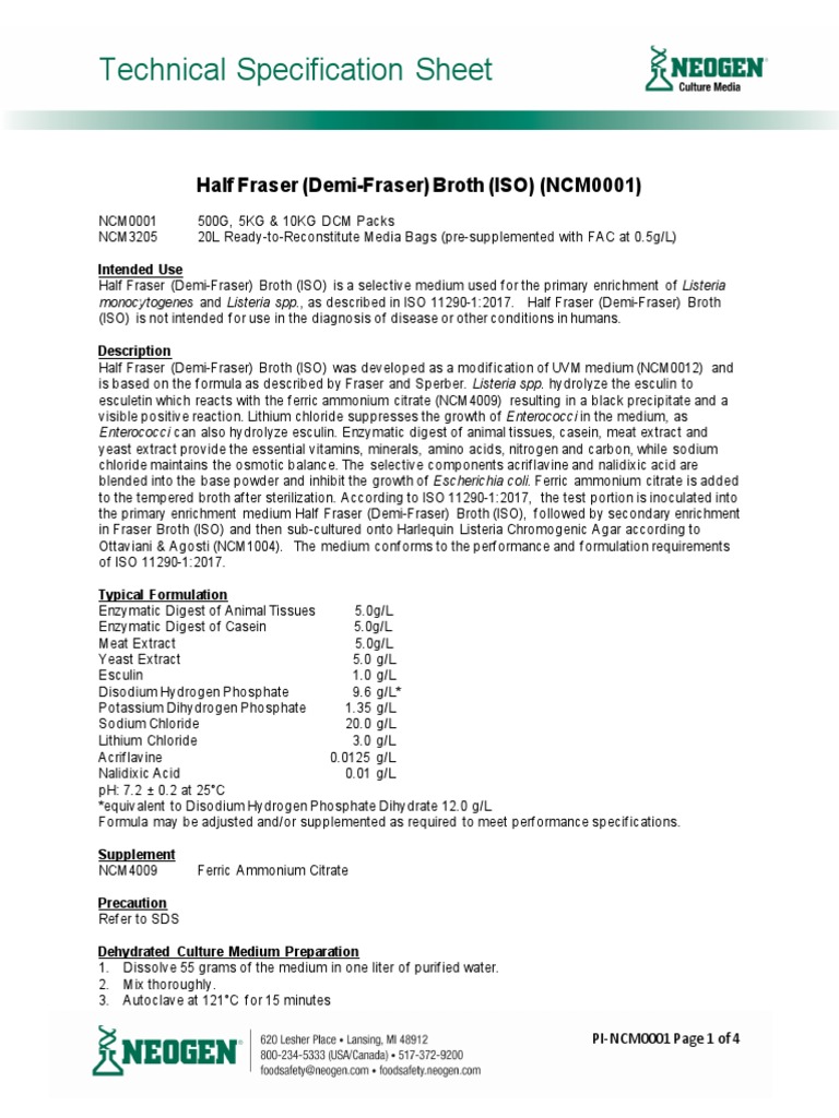 Official Ncm0001 Half Fraser Demi Fraser Broth Iso Technical ...