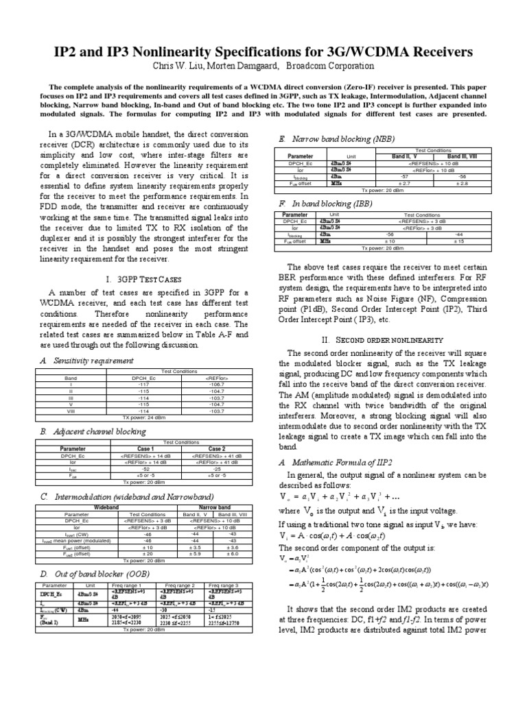 Broadcom IP2 IP3 | PDF | Decibel | Modulation