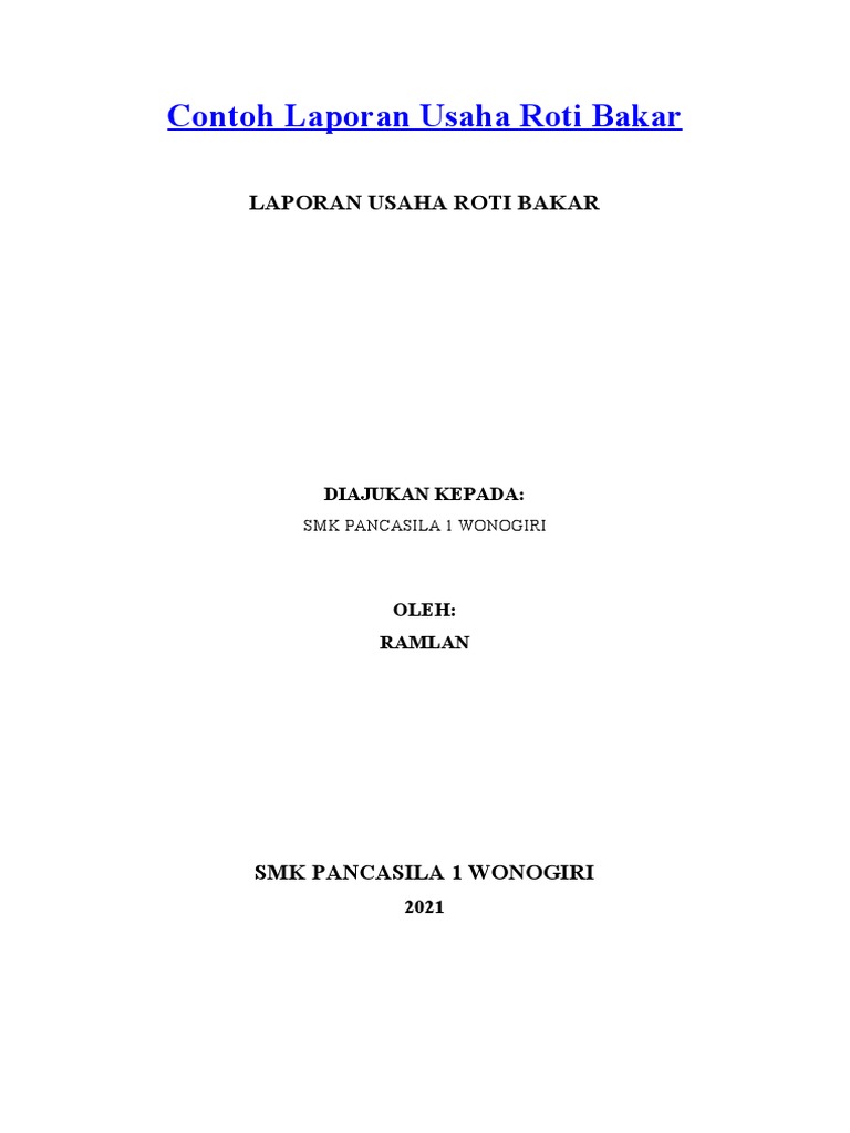Contoh Laporan Pengamatan Usaha Roti Bakar | PDF