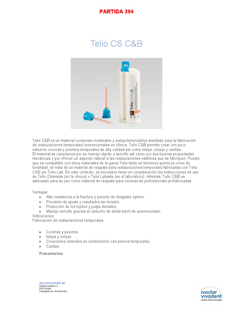 Telio C&B: Restauraciones Temporales | PDF | Hogar, jardinería y ...