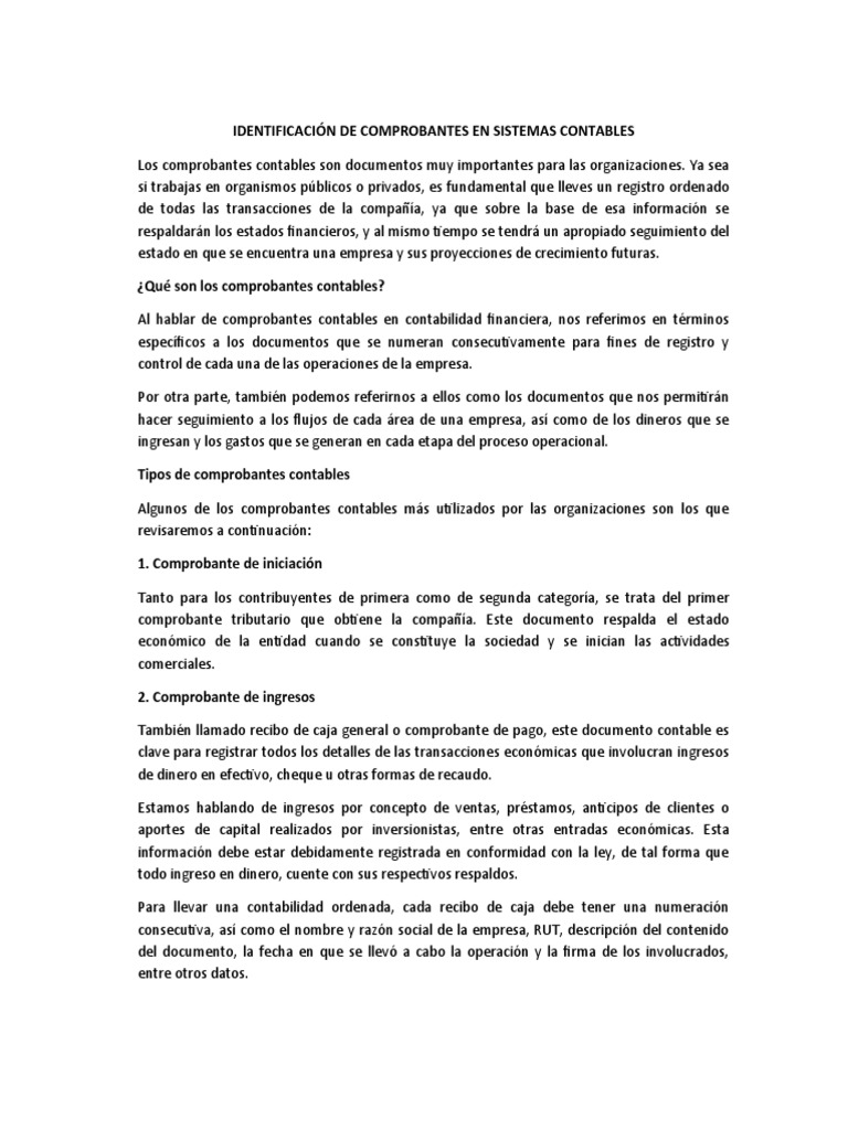 Tipos de Comprobantes Contables | PDF | Contabilidad | Business