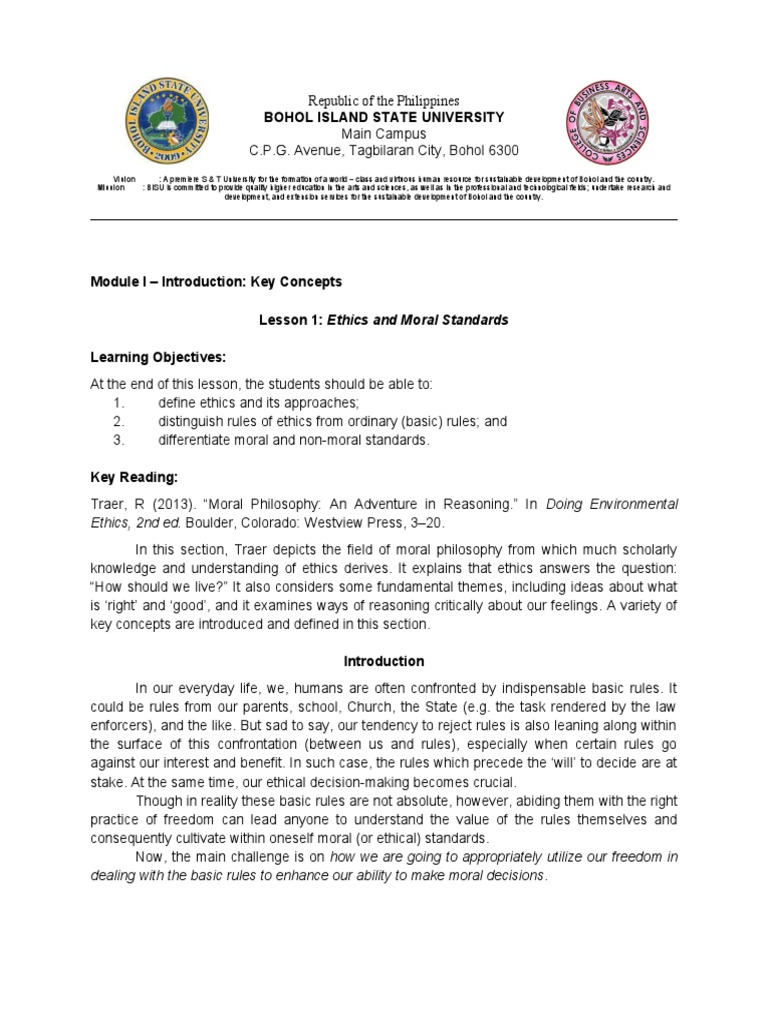 Ethics Module Lesson1 | Download Free PDF | Morality | Philosophical Theories