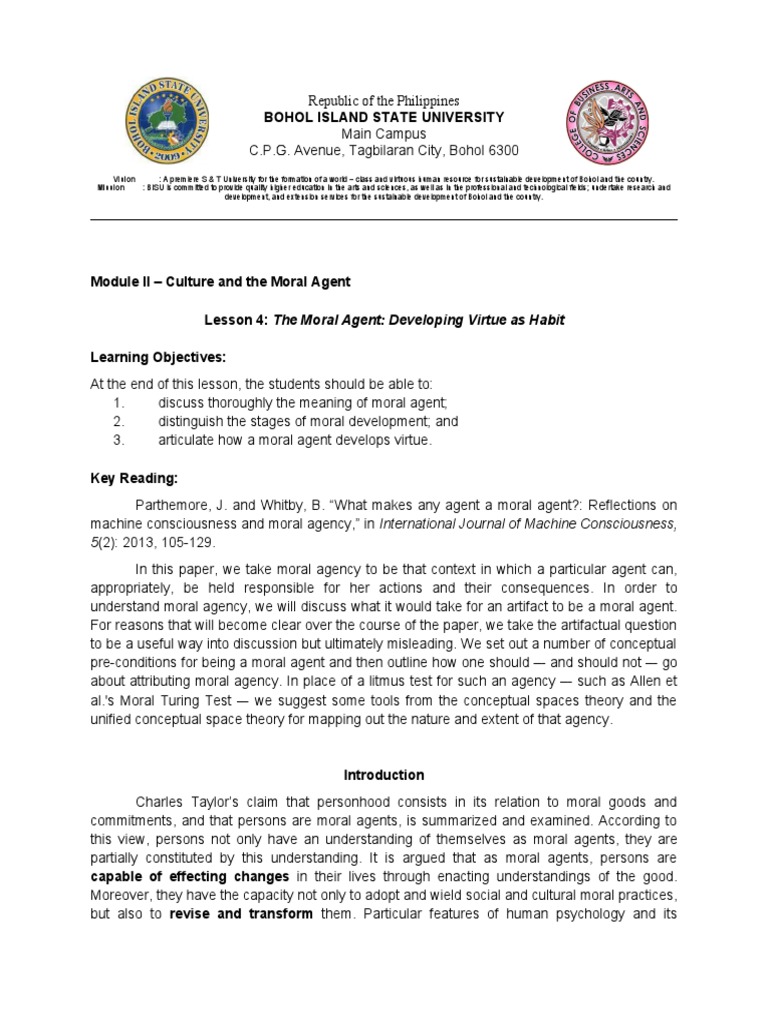 Ethics Module Lesson4 | PDF | Virtue | Morality