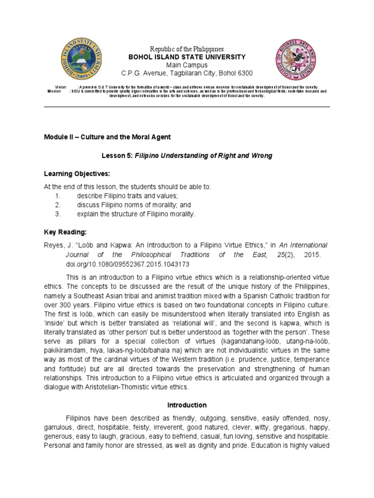 Ethics Module Lesson5 | PDF | Morality | Virtue