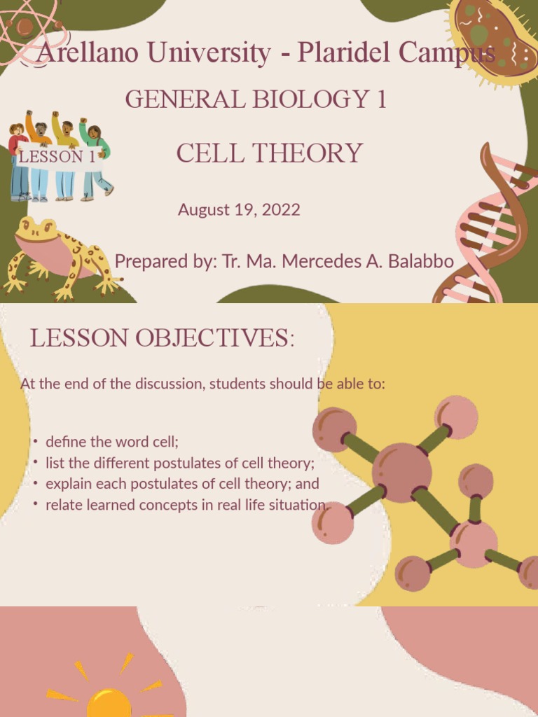 Lesson 1 Cell Theory Gen. Bio 1 | PDF | Cell (Biology) | Cell Biology