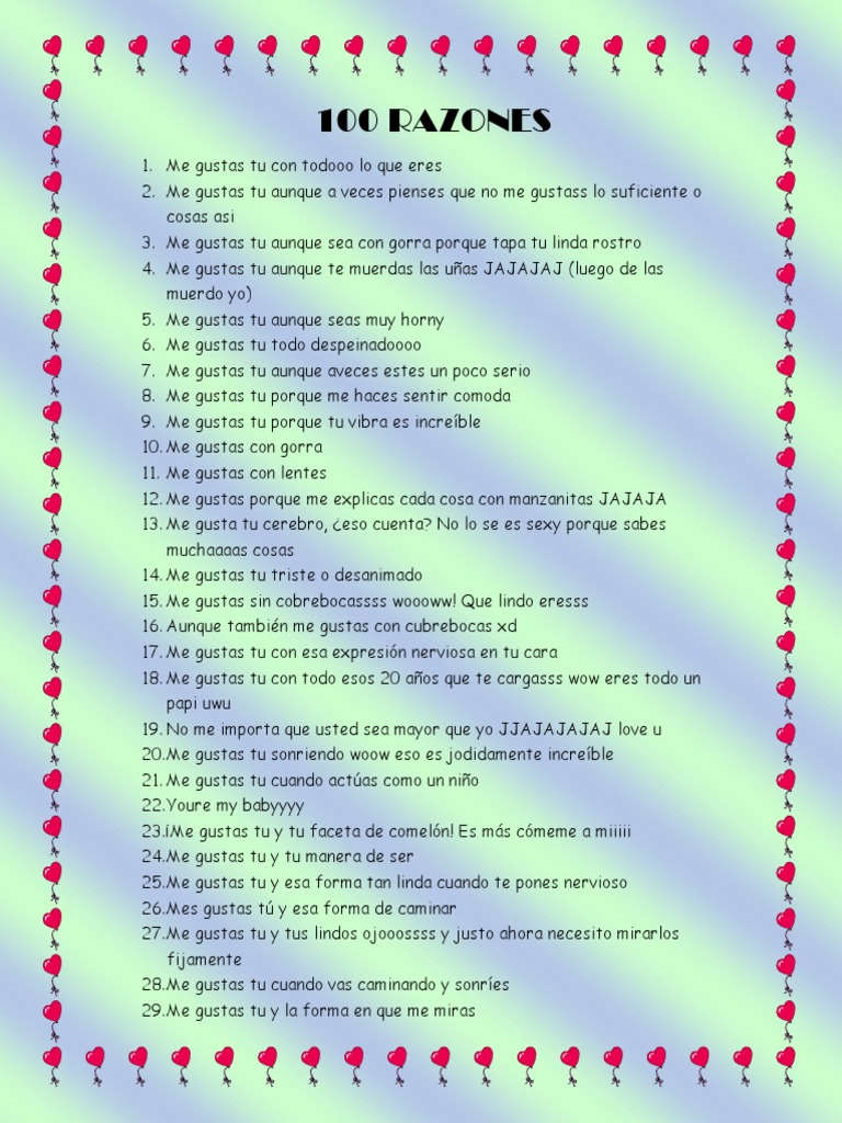 100 Razones | PDF | Relaciones personales, crianza y desarrollo personal