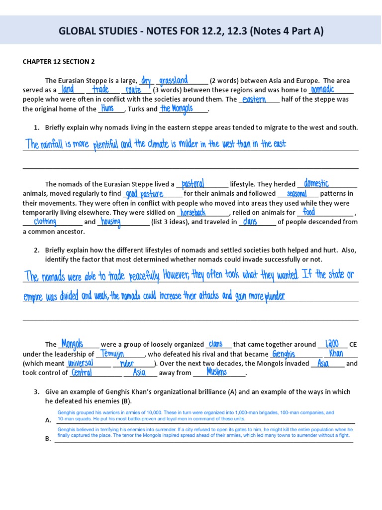 GS Notes 4 | PDF | Mongol Empire | Genghis Khan