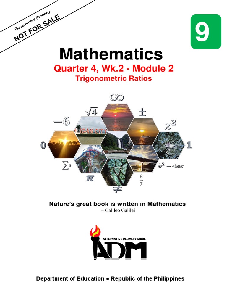 Math9 - Q4 - Mod2 - Wk2 - Trigonometric Ratios - v5 | PDF | Trigonometric Functions | Triangle